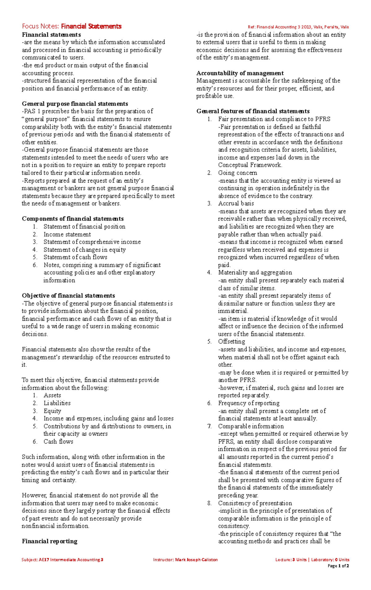 Ae17 01 financial statements - Focus Notes: Financial Statements Ref ...