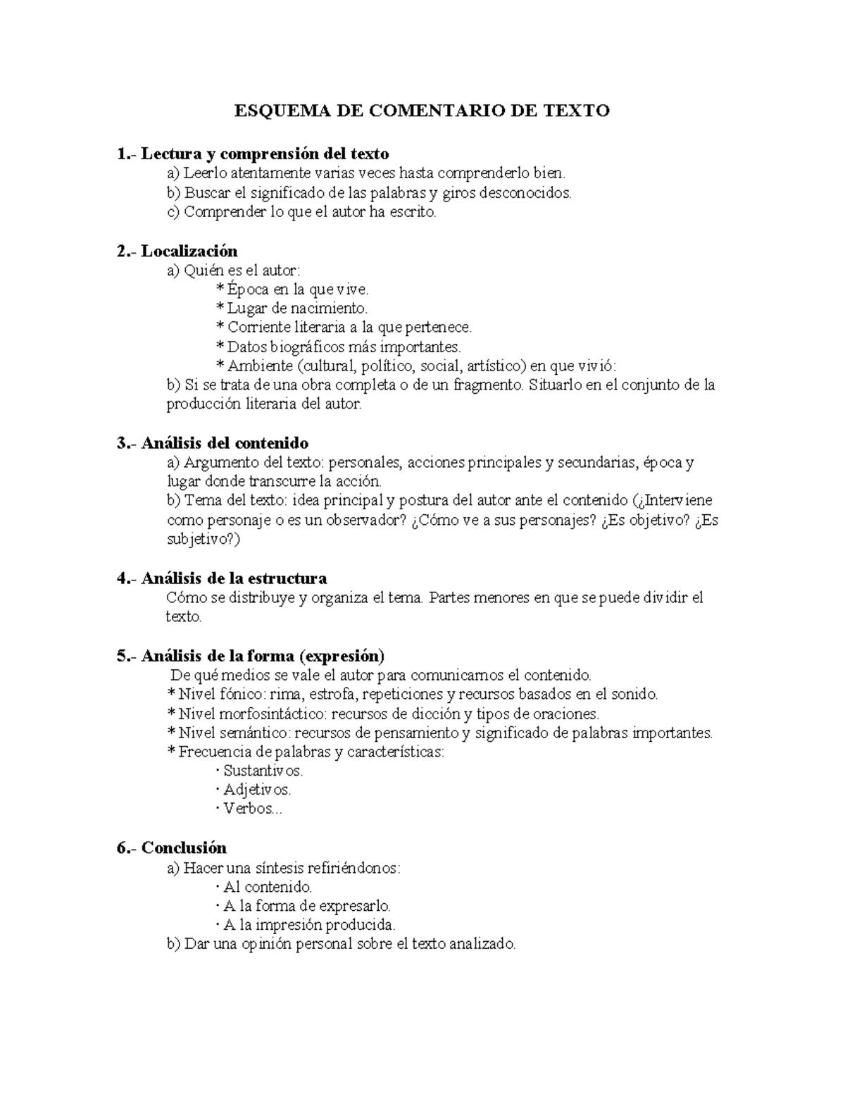 Esquema del comentario de texto - ESQUEMA DE COMENTARIO DE TEXTO 1 ...