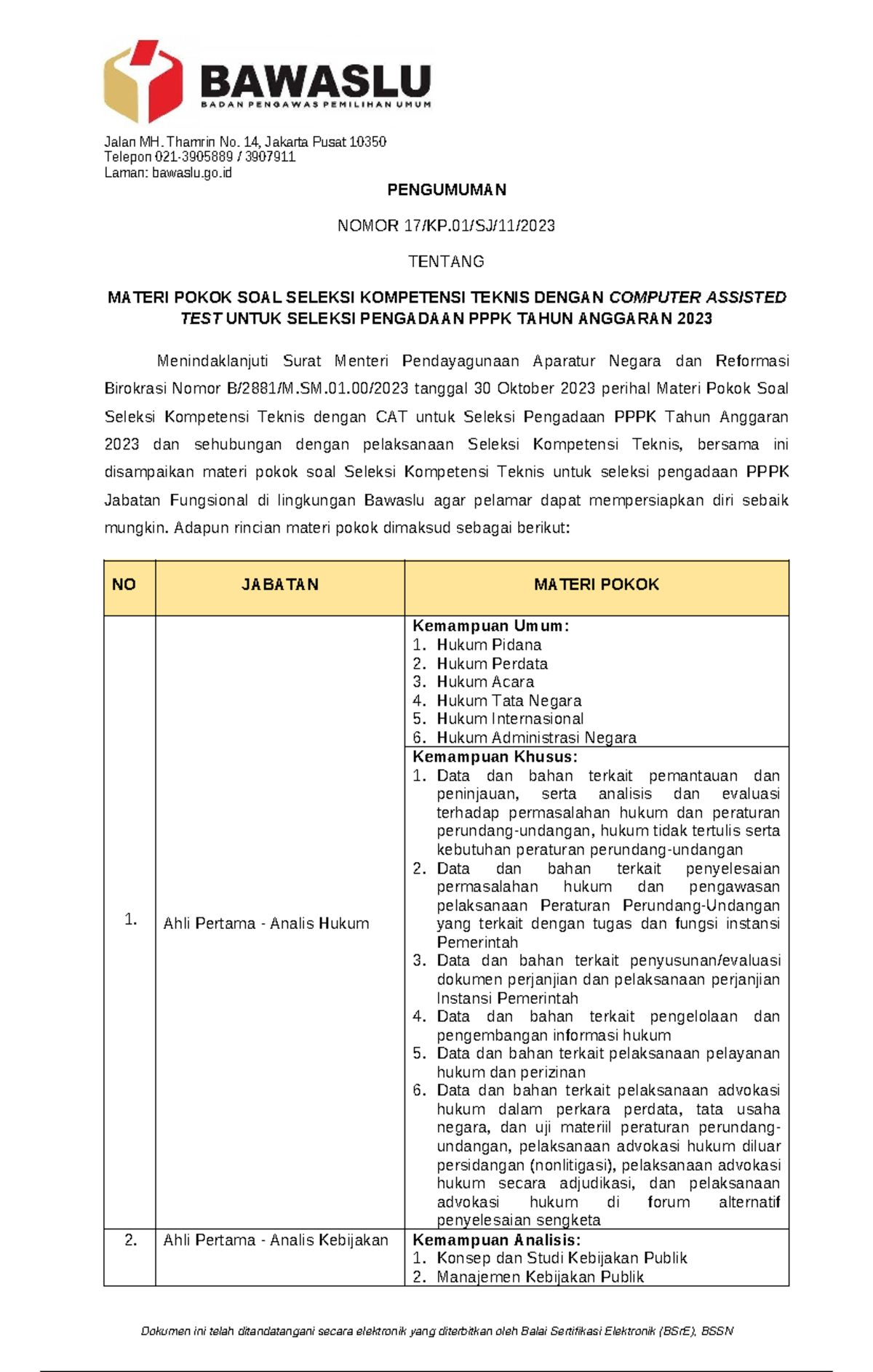 17 - Materi Pokok SKT - Jalan MH. Thamrin No. 14, Jakarta Pusat 10350 Telepon 021-3905889 / ...