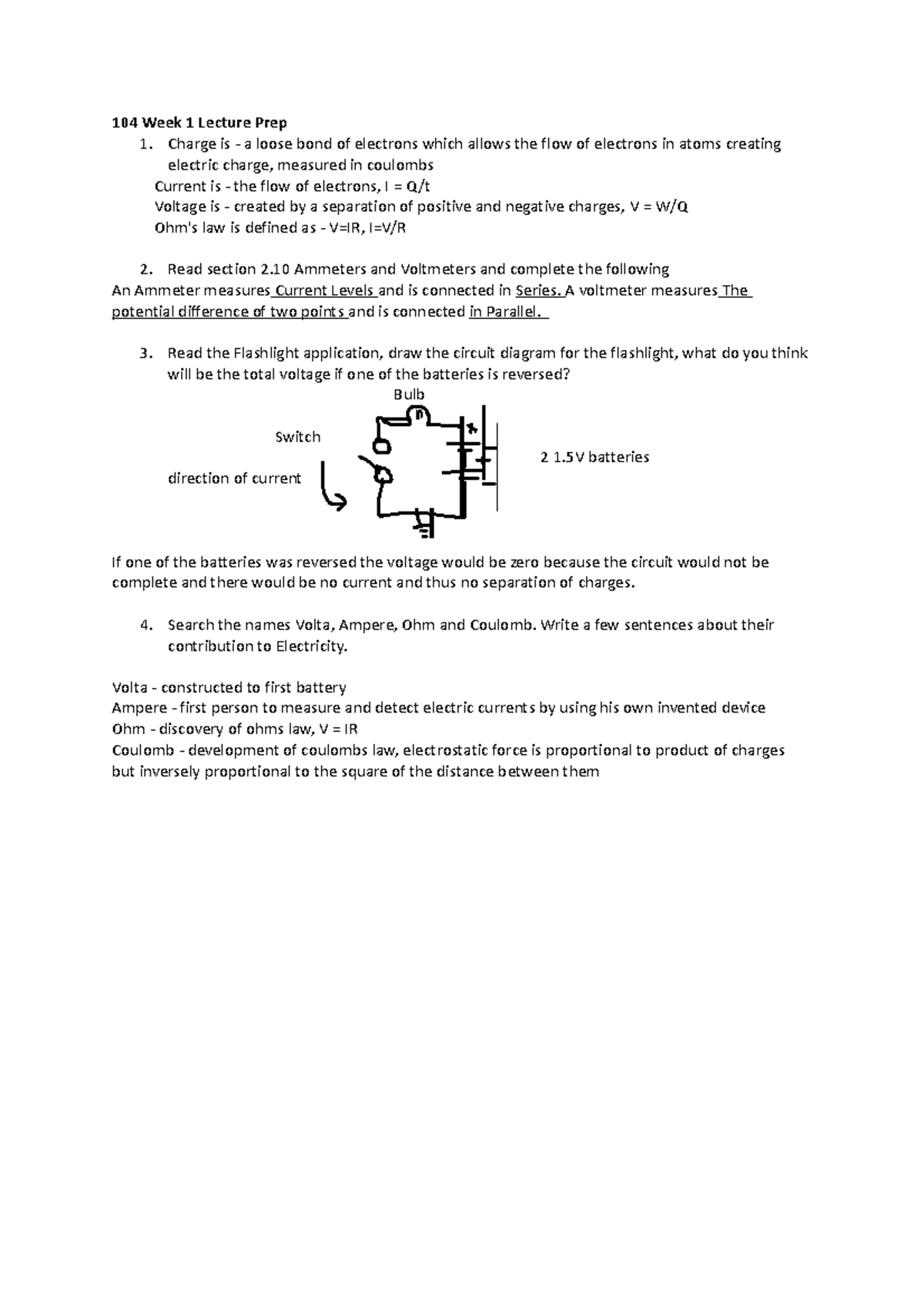 Week 1 Lecture Prep - 104 Week 1 Lecture Prep 1. Charge is - a loose ...