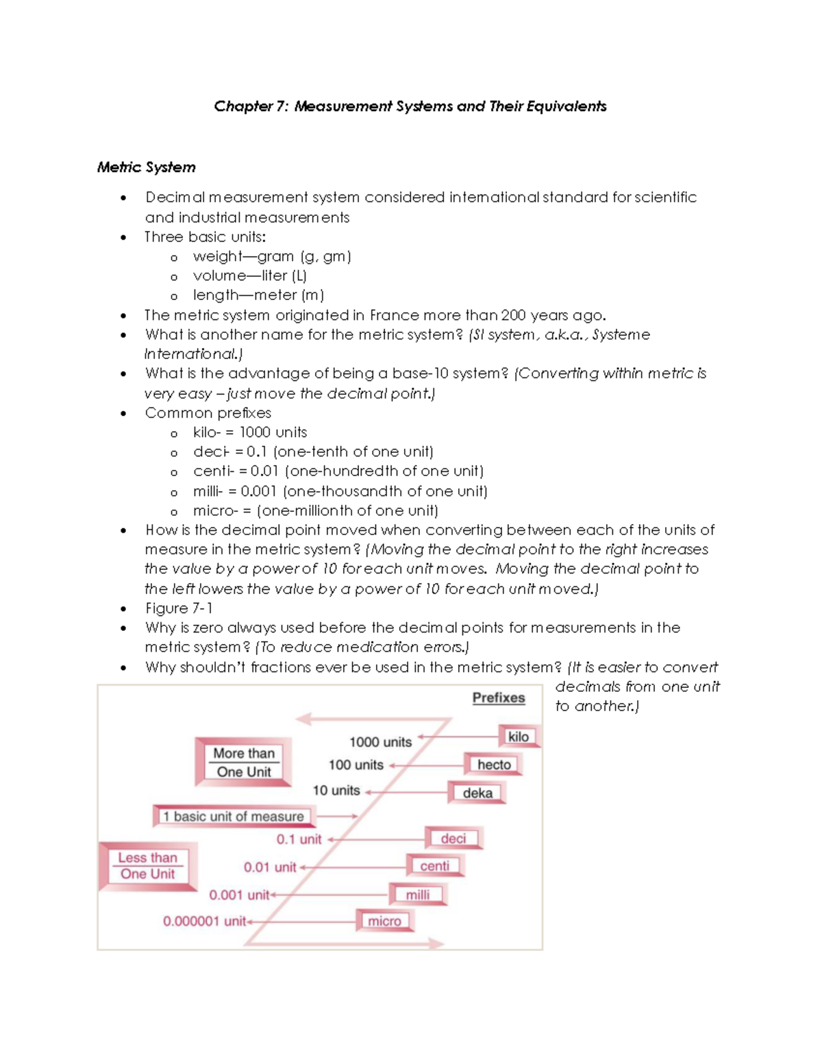 Chapter 7 Measurement Systems and Their Equivalents - Chapter 7 ...