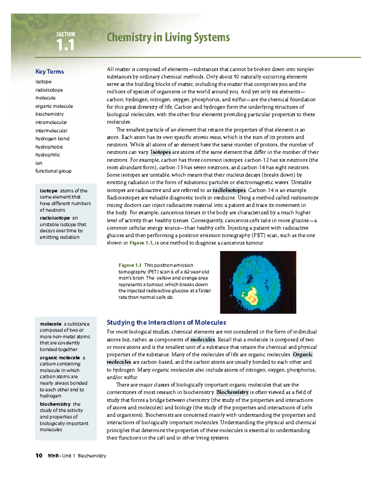 1 - Biology - Chemistry in Living Systems SECTION 1. Key Terms isotope ...