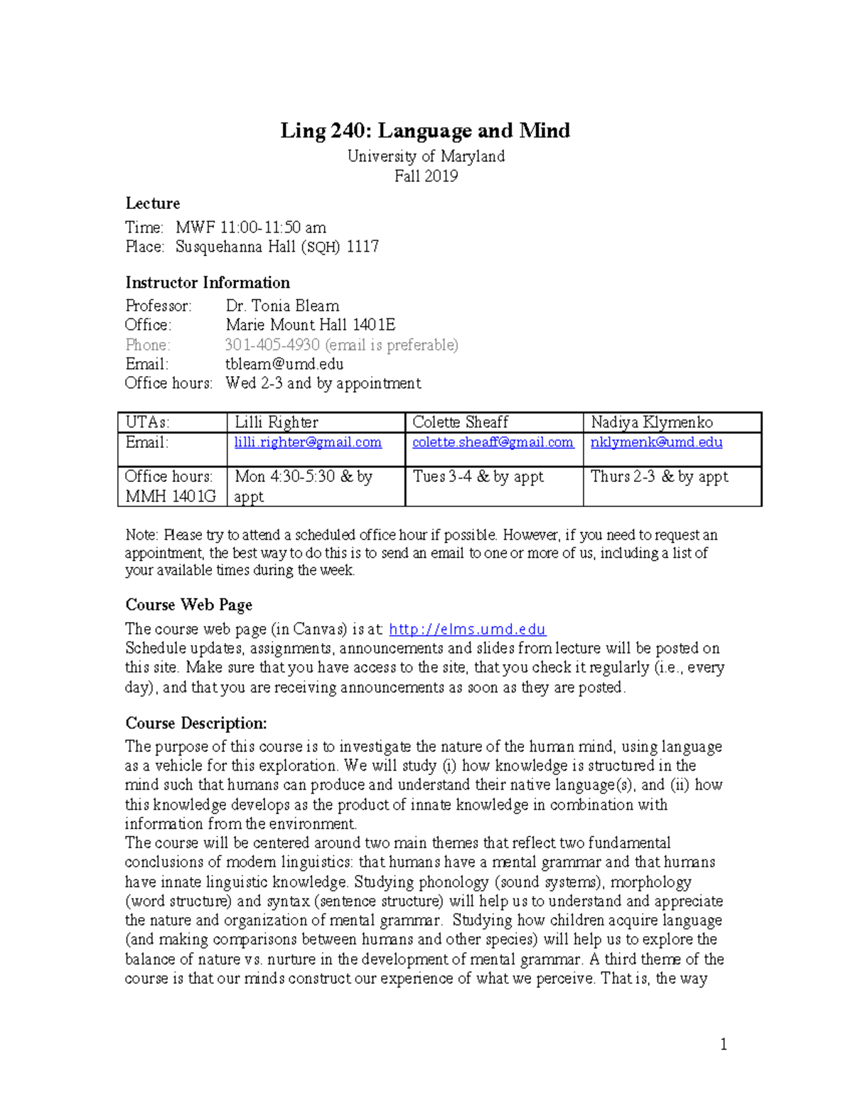 Syllabus Dfdf Warning Tt Undefined Function 32 Ling 240 Language And Mind University Of