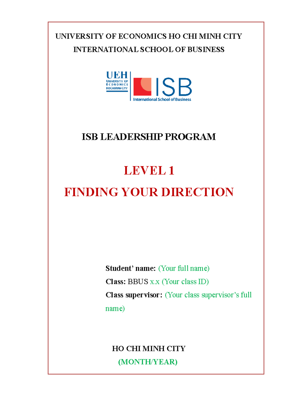 Submission package 1 - leadership - UNIVERSITY OF ECONOMICS HO CHI MINH ...