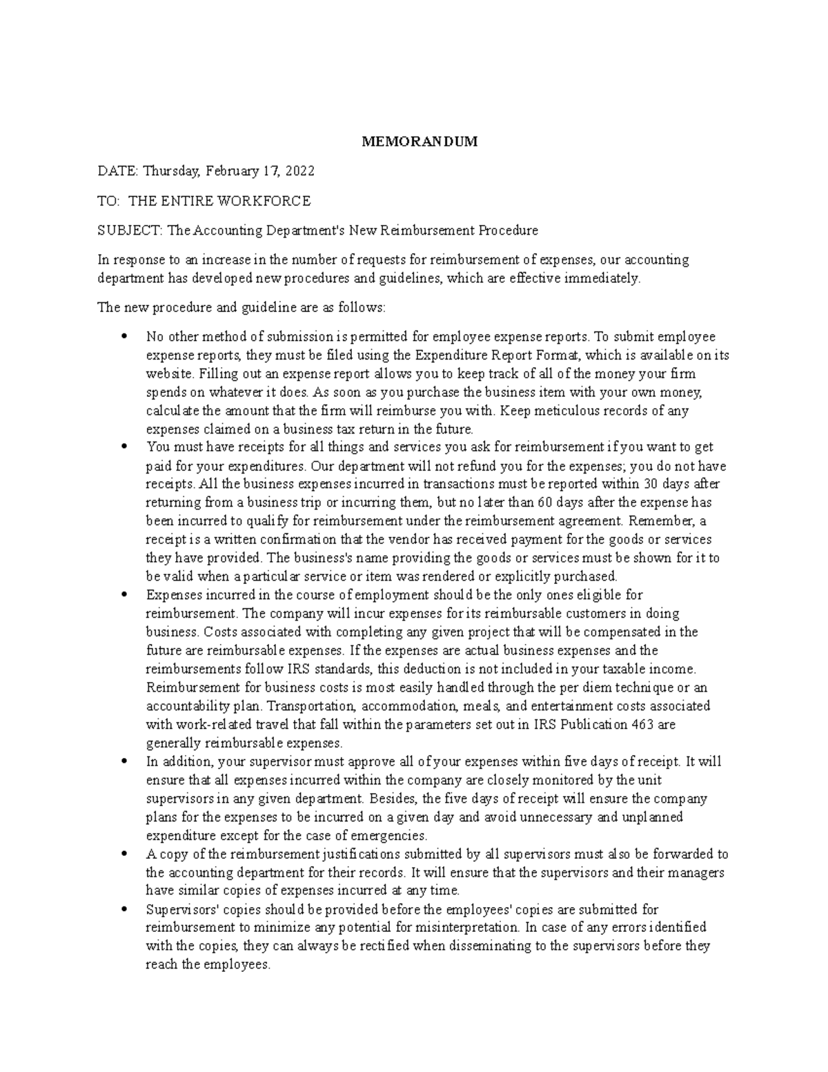 Internal Memo - memo - IBM600 - Seneca College - Studocu