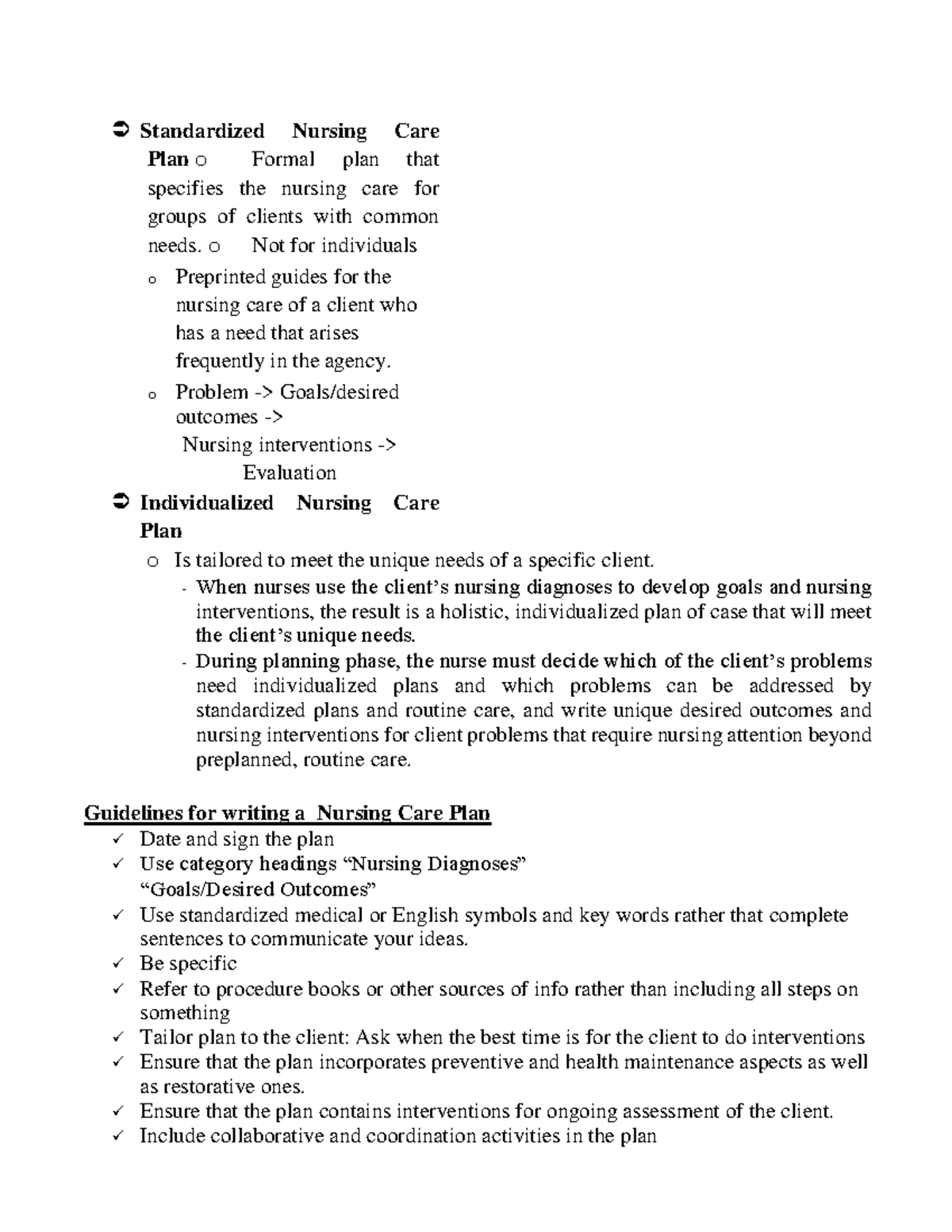 Foundations OF Nursing PART 3 - Standardized Nursing Care Plan o Formal ...