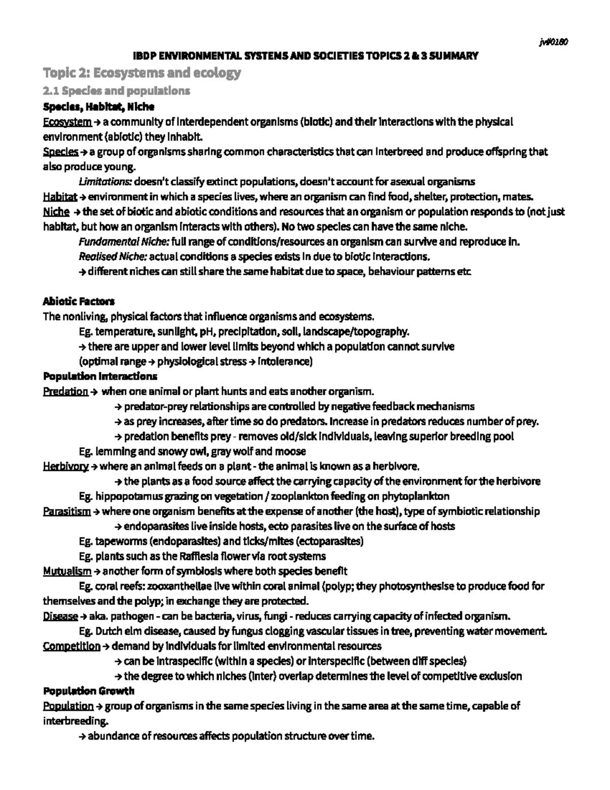 Notes Topic 2 AND 3 ESS - apuntes - Studocu