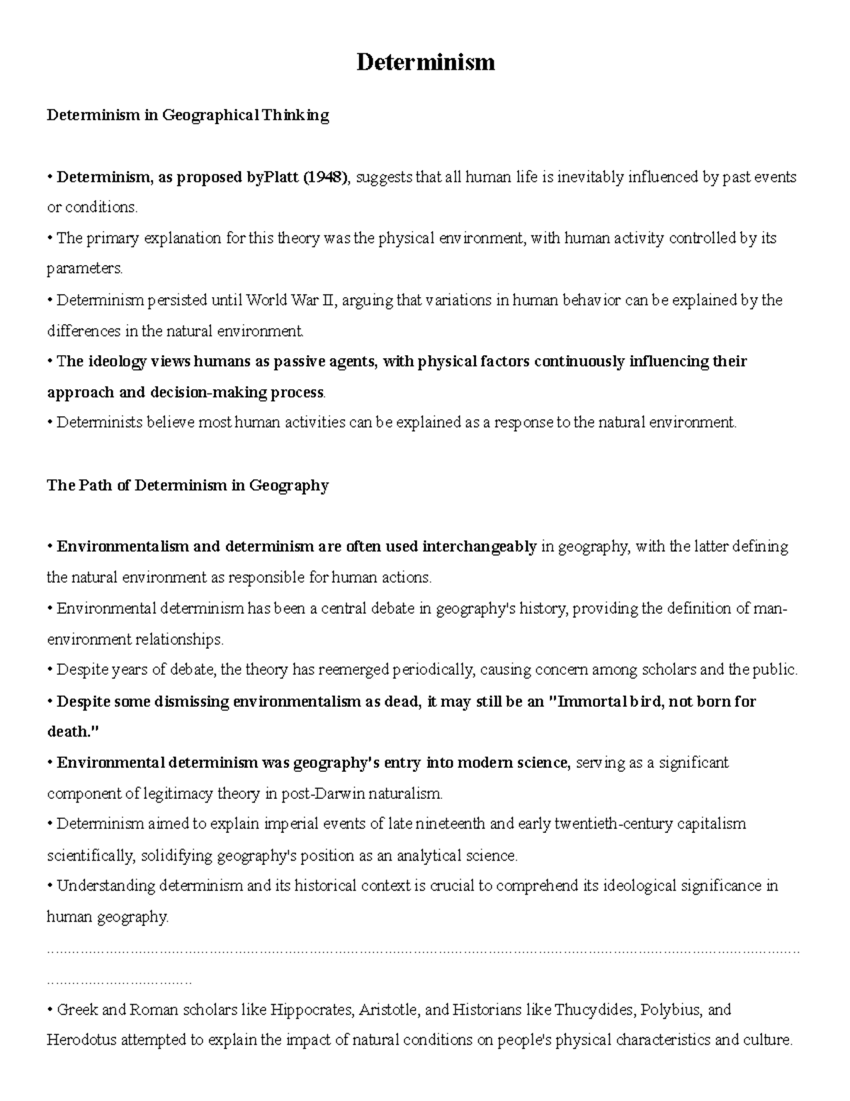 Determinism - Geographical thought material for exam - Determinism ...