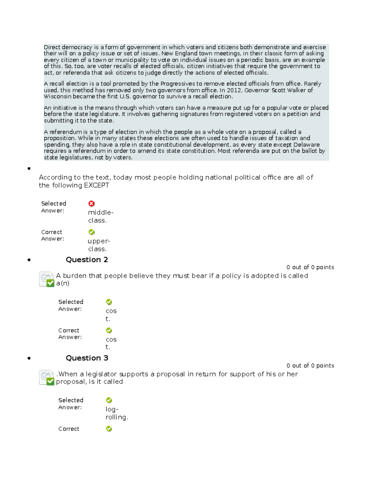 Test 1 Prep - test - Direct democracy is a form of government in which ...