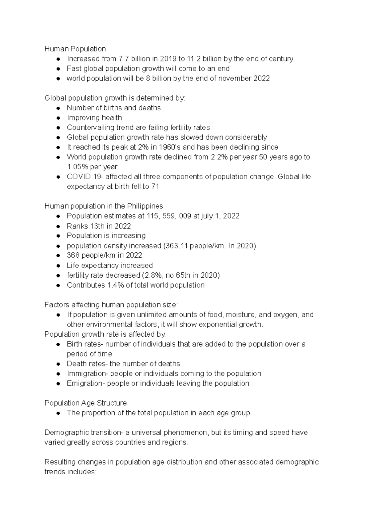 ENVI SCI Human Population AND Urbanization - Human Population Increased ...