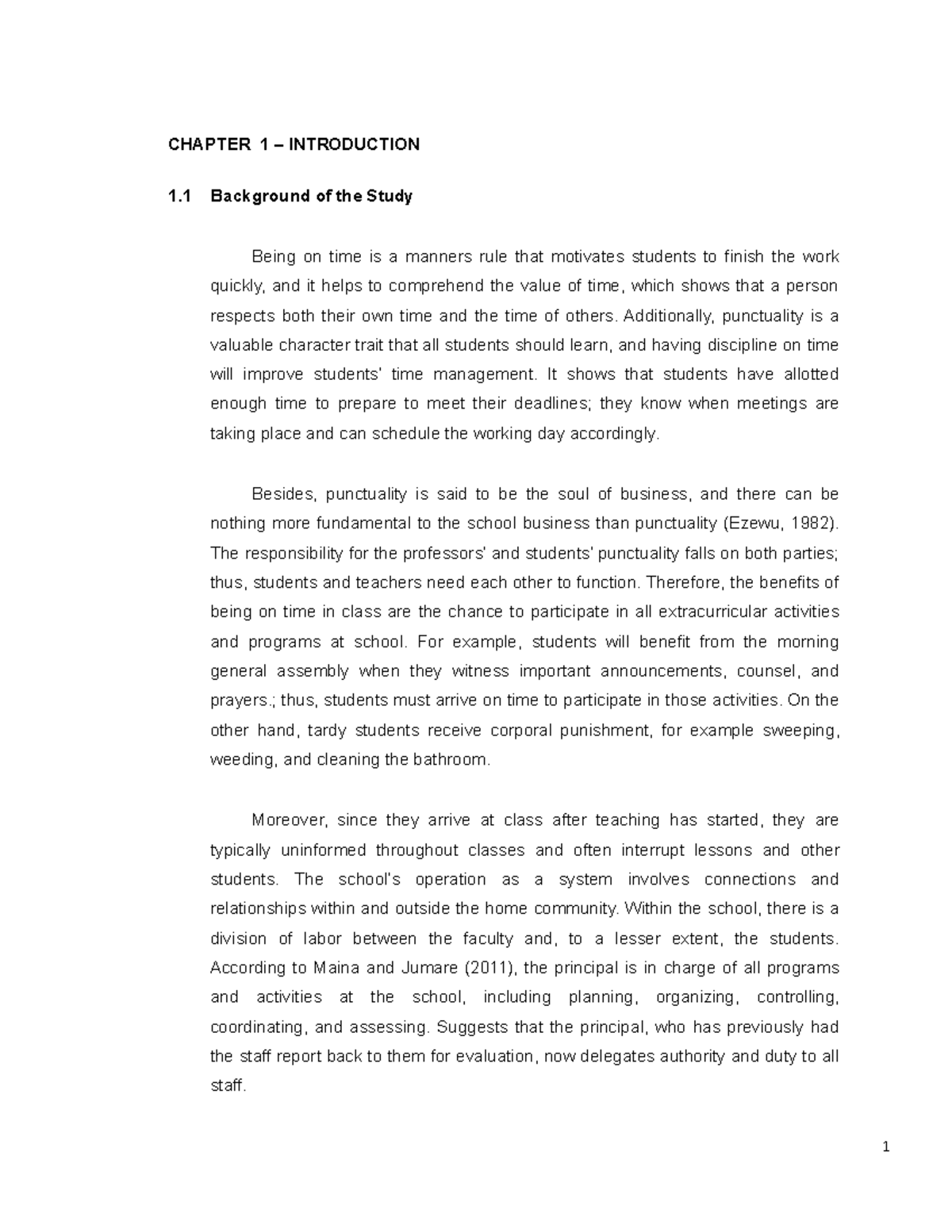 Research Project - CHAPTER 1 – INTRODUCTION 1 Background of the Study ...