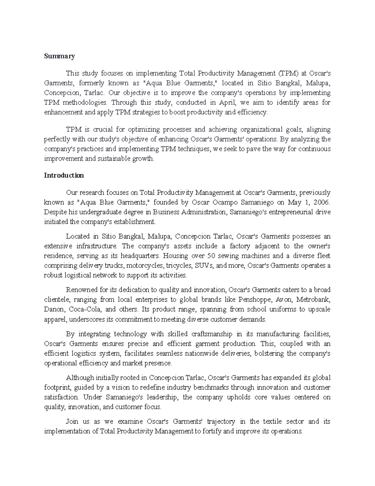 TPM-Summary-Intro - Summary BS Industrial Engineering - Summary This ...