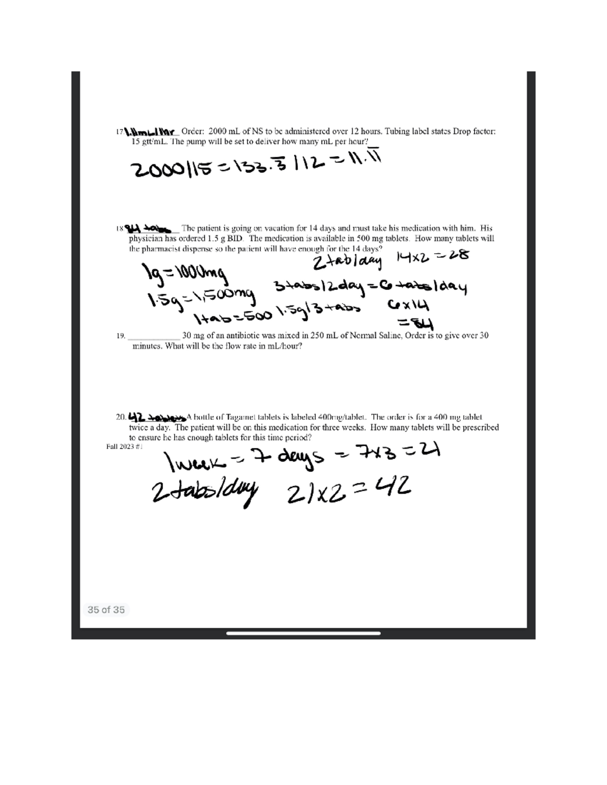 Calc1 ER - dosage calc answers - HPRS2300 - Studocu