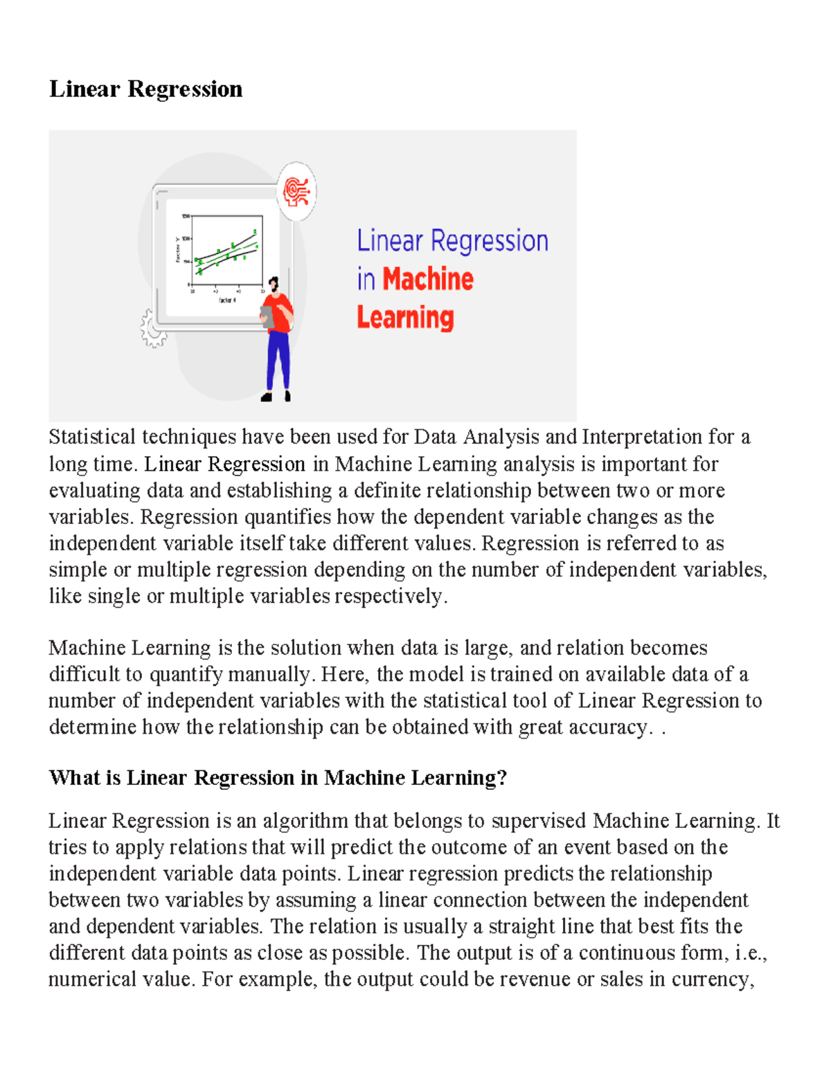 Linear Regression - Summary computer science - Linear Regression ...