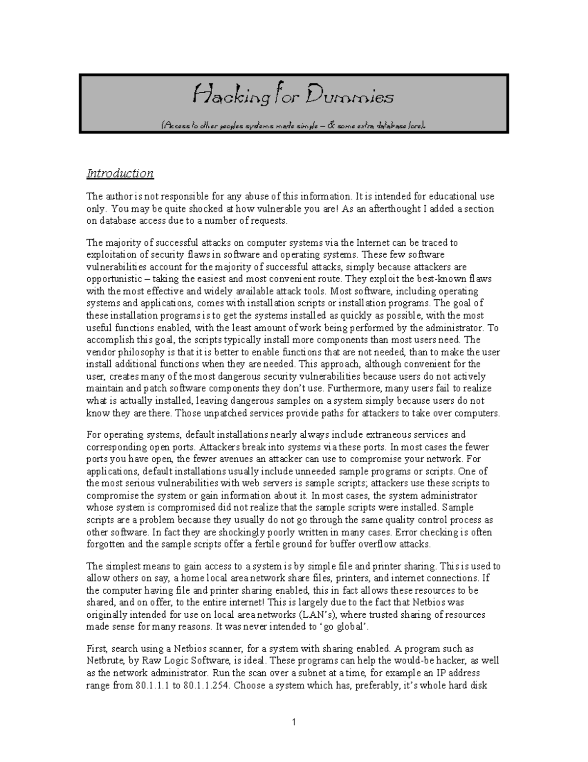 Hacking.For.Dummies.Access.To.Other.People's.System - Hacking for ...