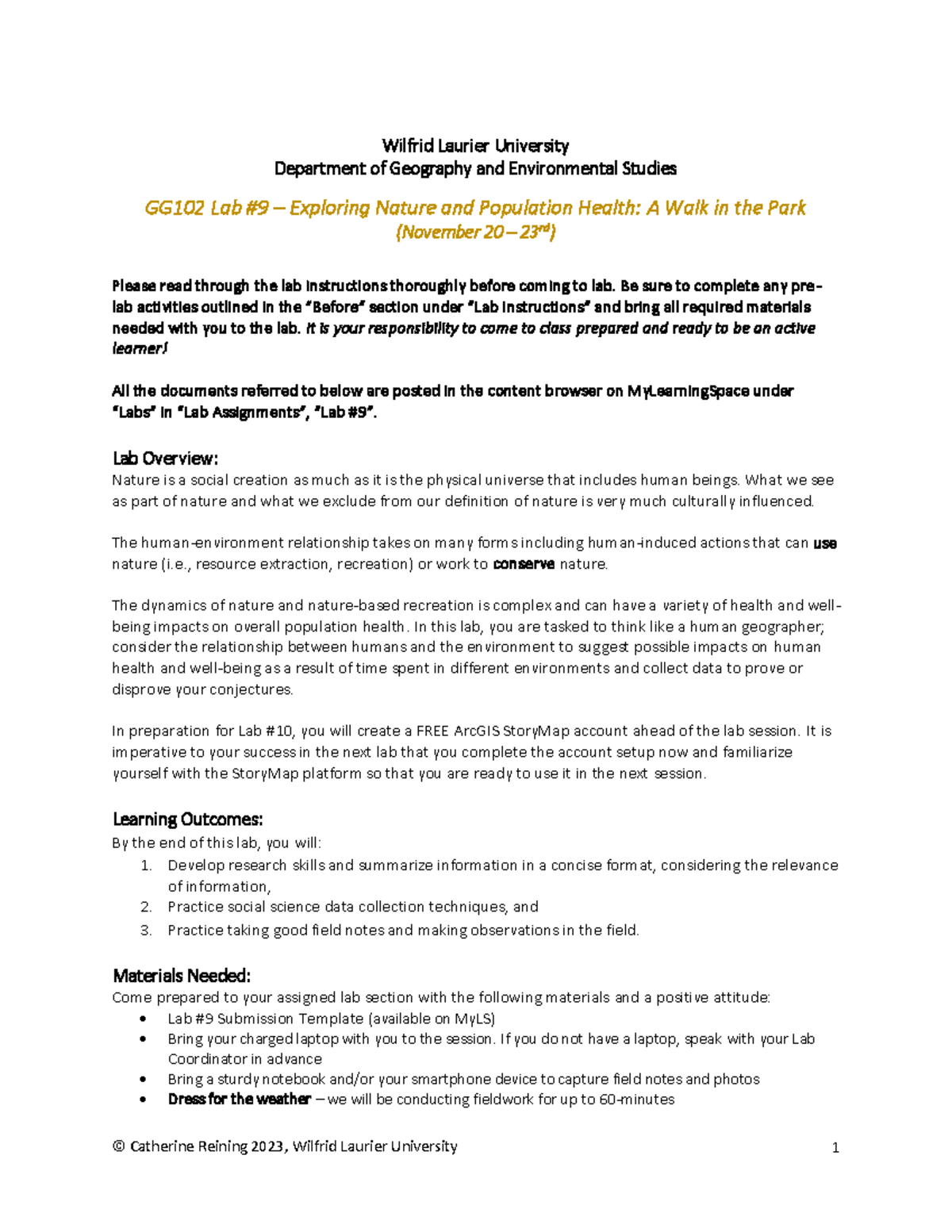 GG102 Lab #9 Info - lab#9 info - Wilfrid Laurier University Department ...