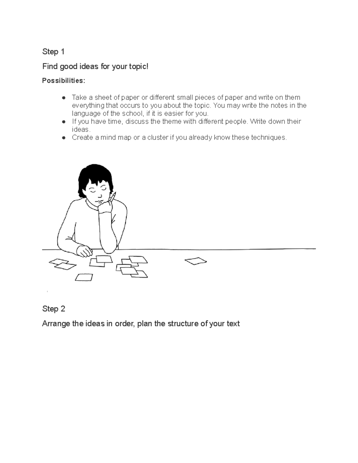 Planning, writing and revising a text - Step 1 Find good ideas for your ...