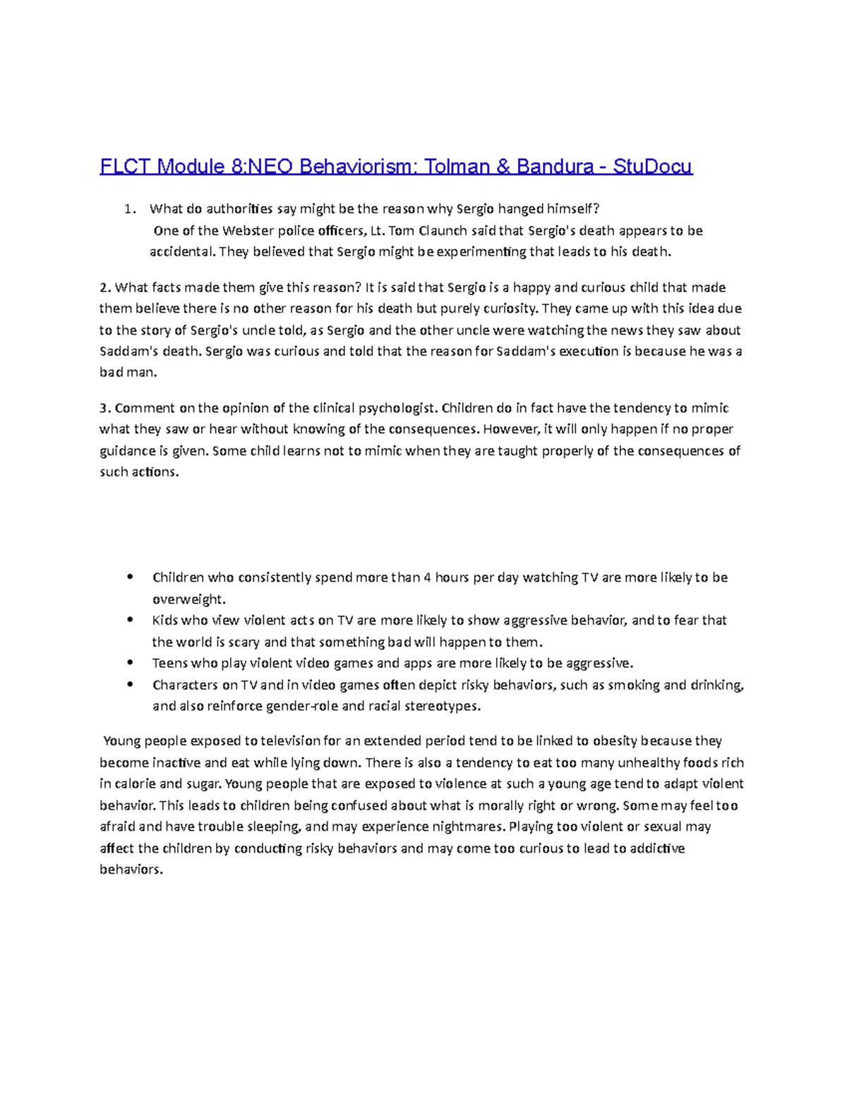 FLCT Module 8 - about learner - FLCT Module 8:NEO Behaviorism: Tolman & Bandura - StuDocu What ...