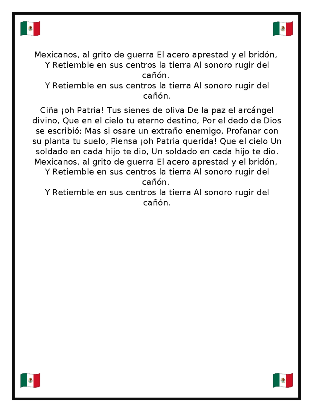 Himno Nacional Mexicano - Mexicanos, al grito de guerra El acero ...