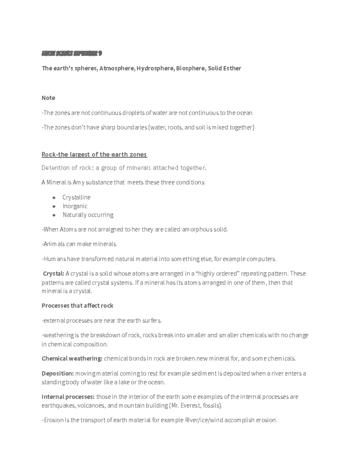 Earth science - Google Docs - Earth science September 9 The earth's ...