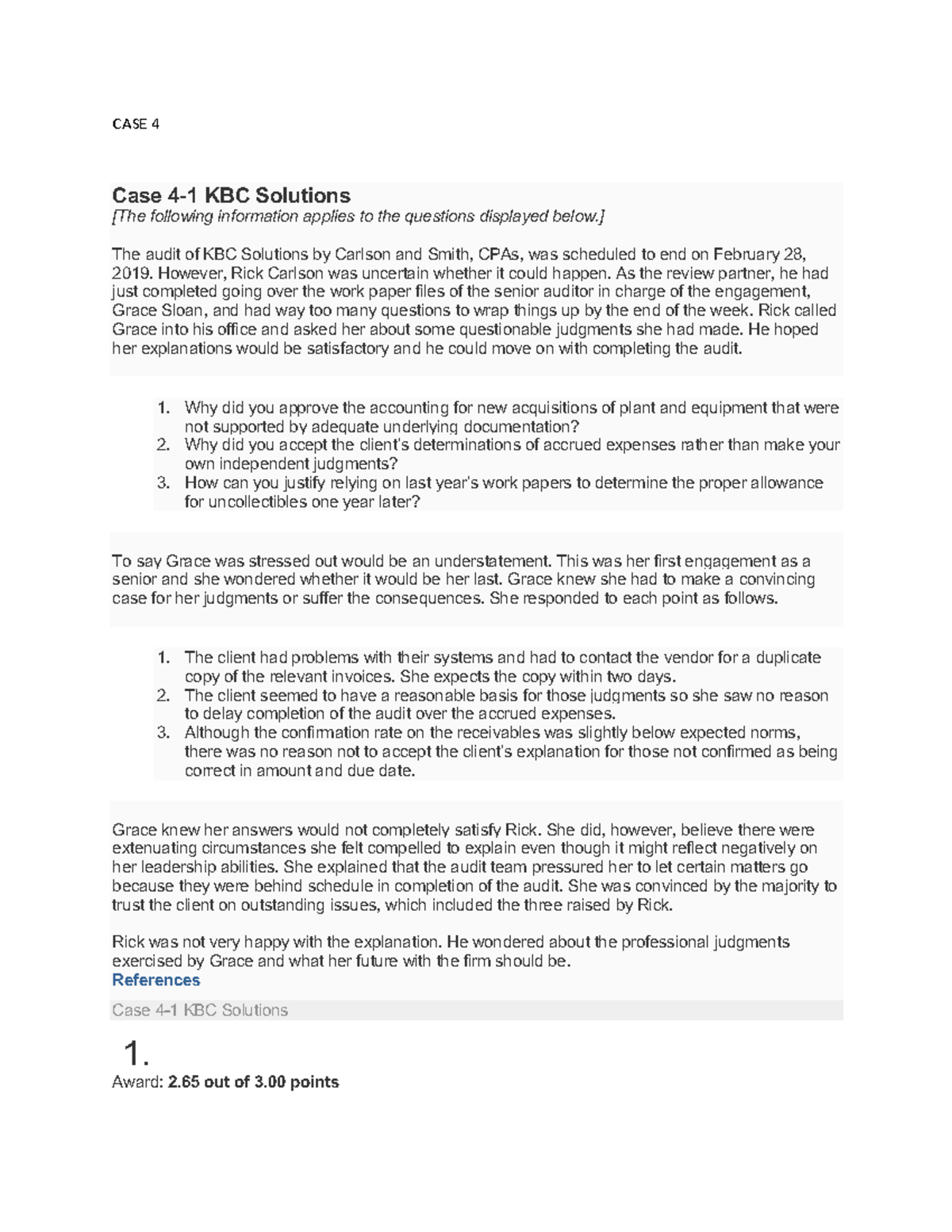 Chapter 4 Case 4-1 KBC Soluttions - CASE 4 Case 4-1 KBC Solutions [The ...