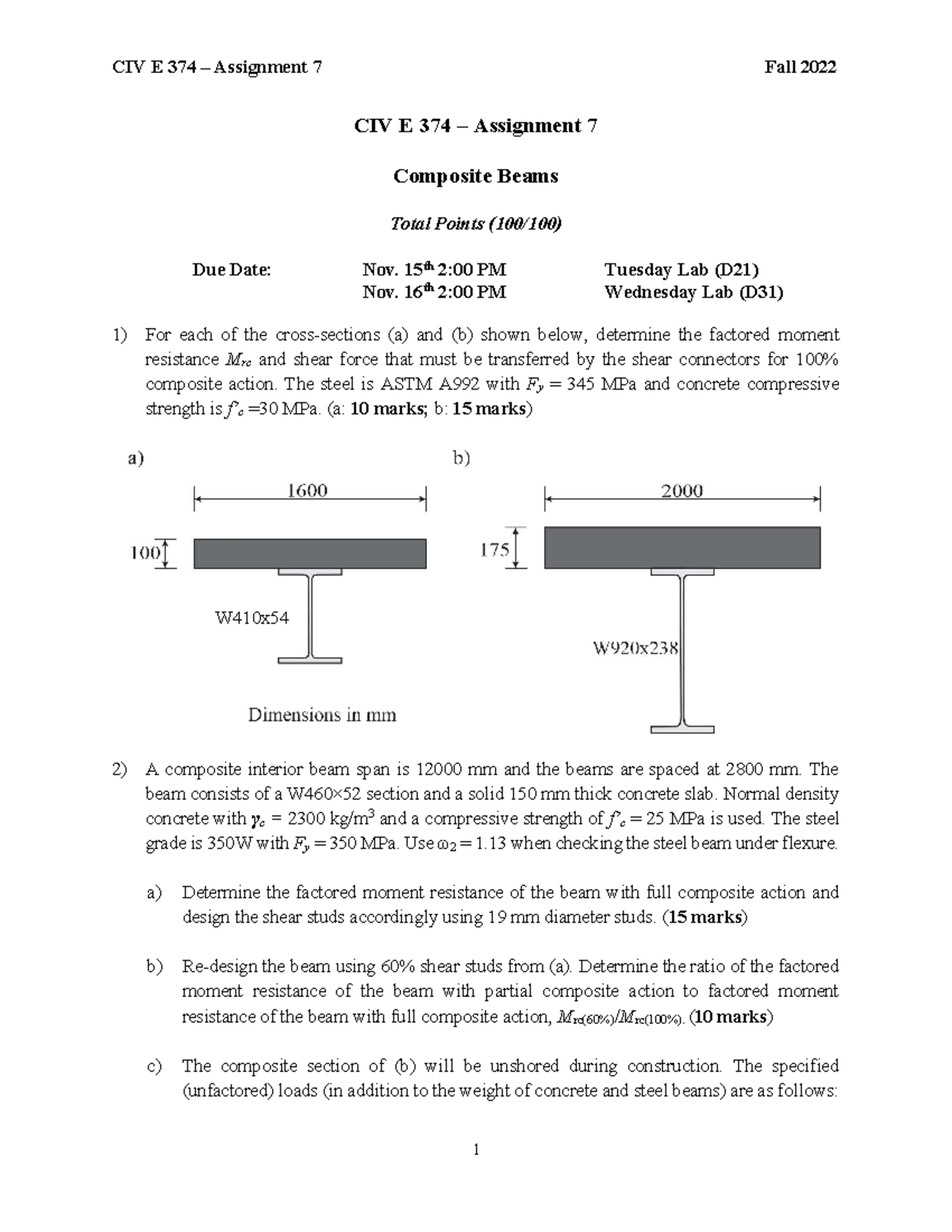Assignment 7 - 15th 2:00 PM Tuesday Lab (D21) Nov. 16th 2:00 PM ...