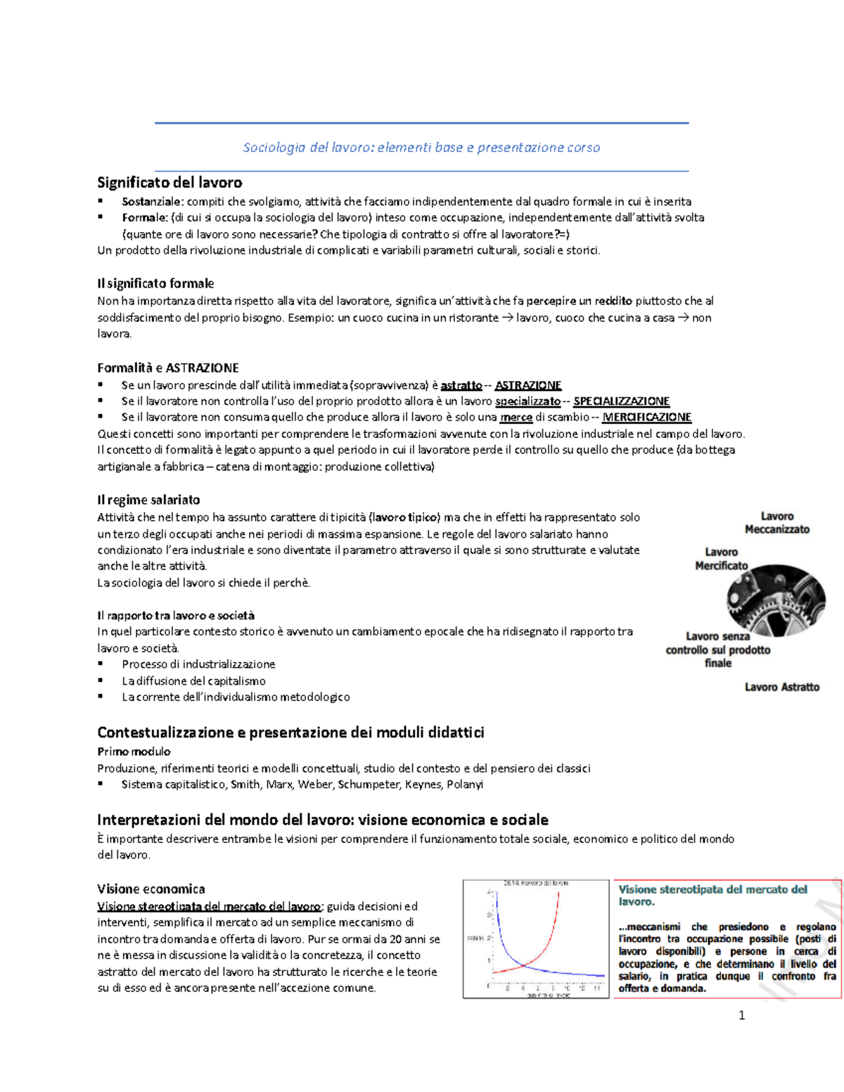 Sociologia del lavoro - Scienze dell'Educazione e della Formazione - UniMarconi - Studocu