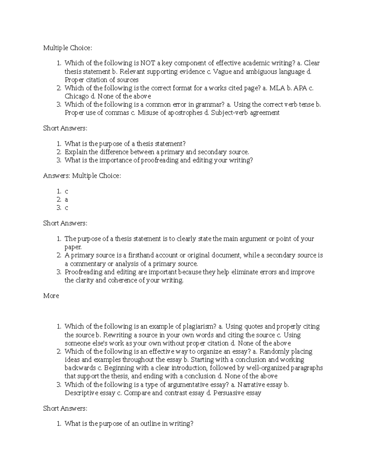 ENGL 1310 Practice exam - Multiple Choice: Which of the following is ... ENGL 1310 Practice exam - Multiple Choice: Which of the following is ...