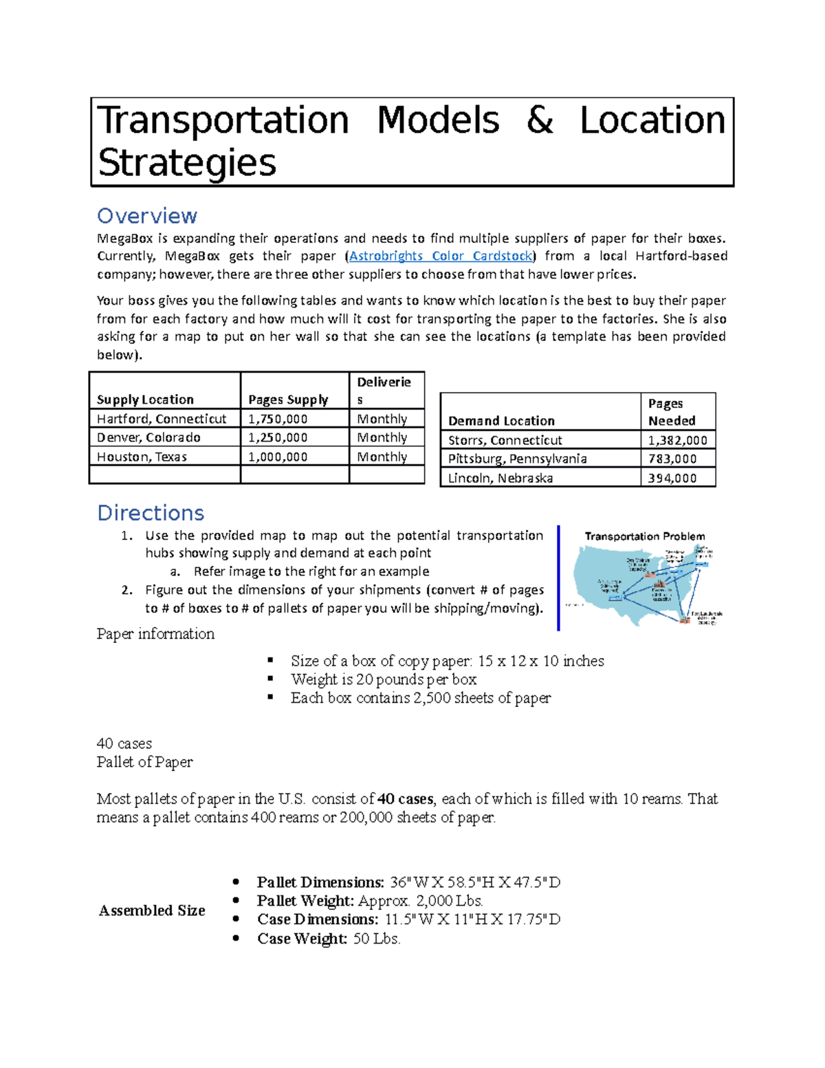Week 4 activity - Transportation Models and Location Strategies ...