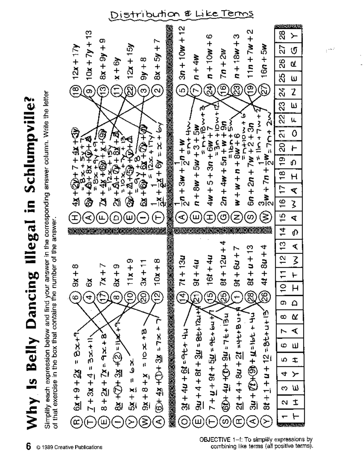 Lesson 3 Distribution And Like Terms Worksheet Key GUID 557 Studocu