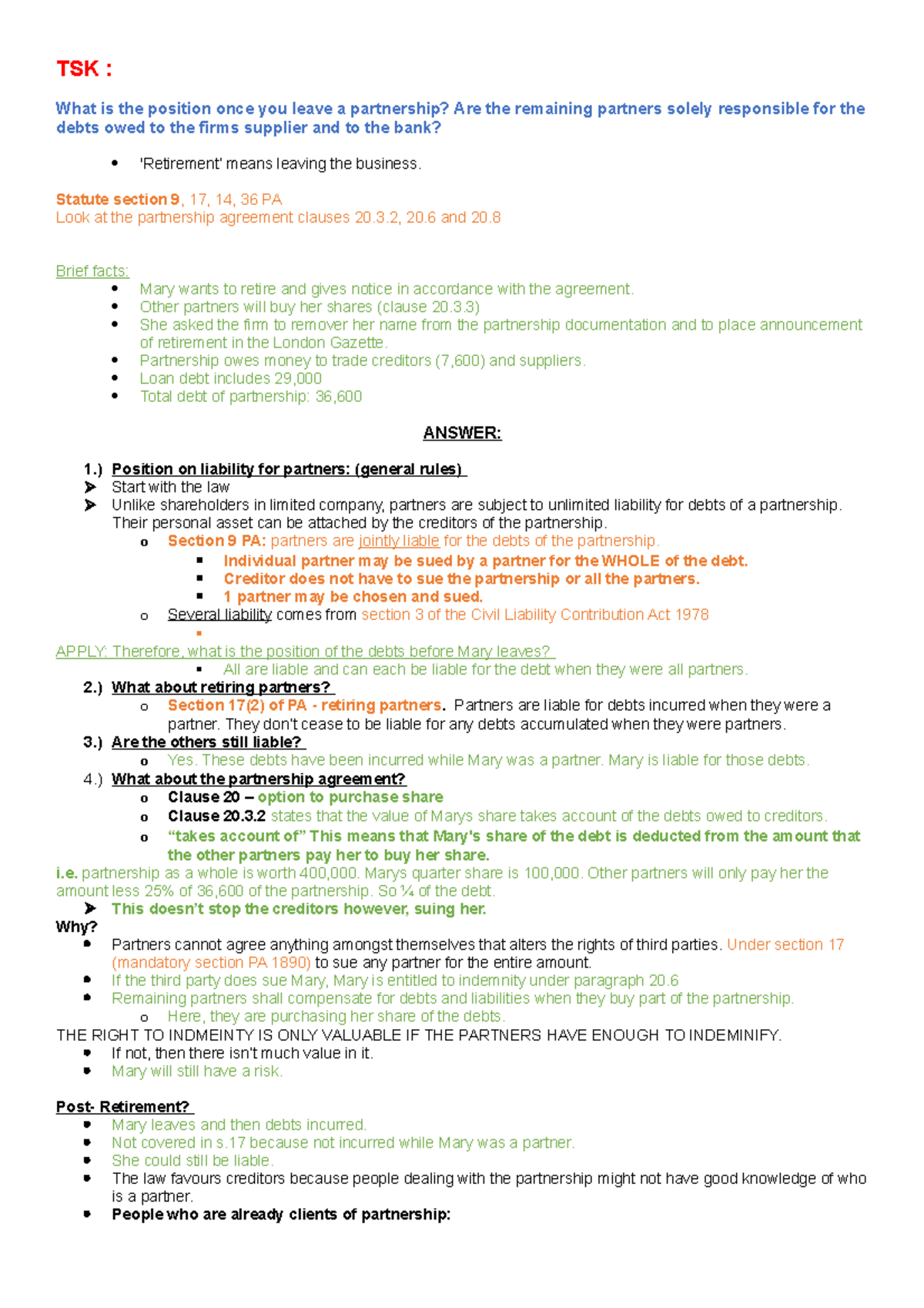 TSK - Business law and practice prep task workshop 1 answer. - TSK ...