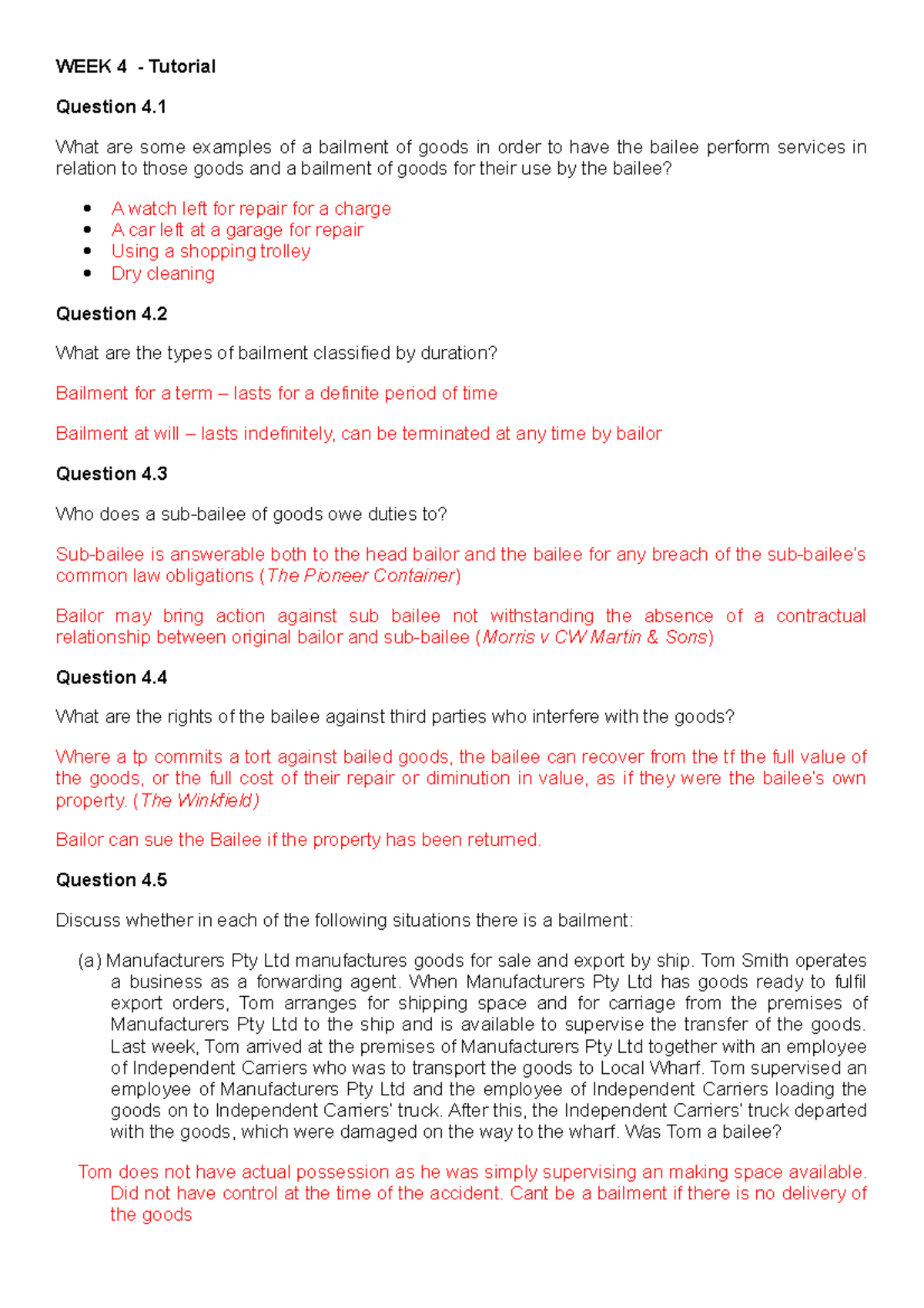 WEEK 4 - Lecture notes Week 4 - WEEK 4 - Tutorial Question 4. What are ...