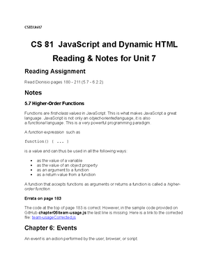 CS81Unit8 - module - CS81Unit8 CS 81 JavaScript and Dynamic HTML ...