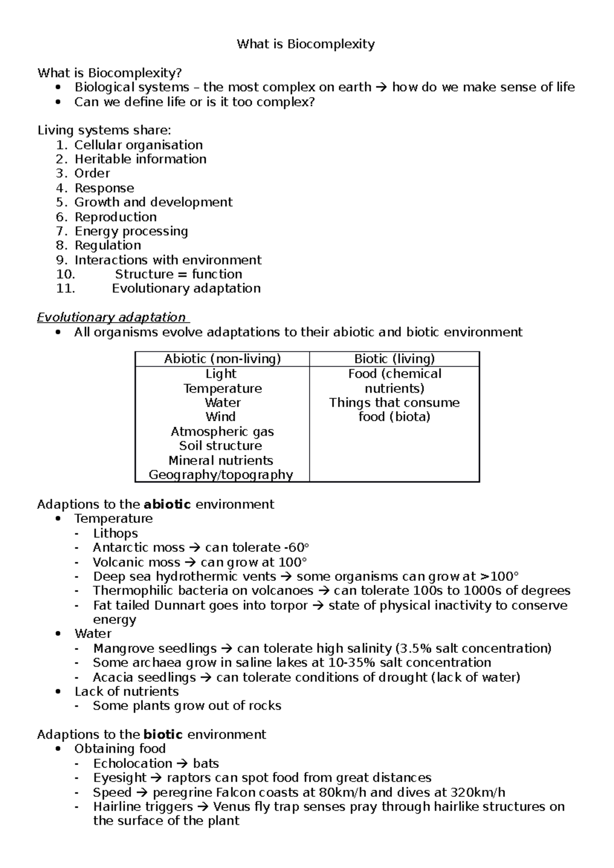 Week 1 lec 1 - lecture notes - What is Biocomplexity What is ...