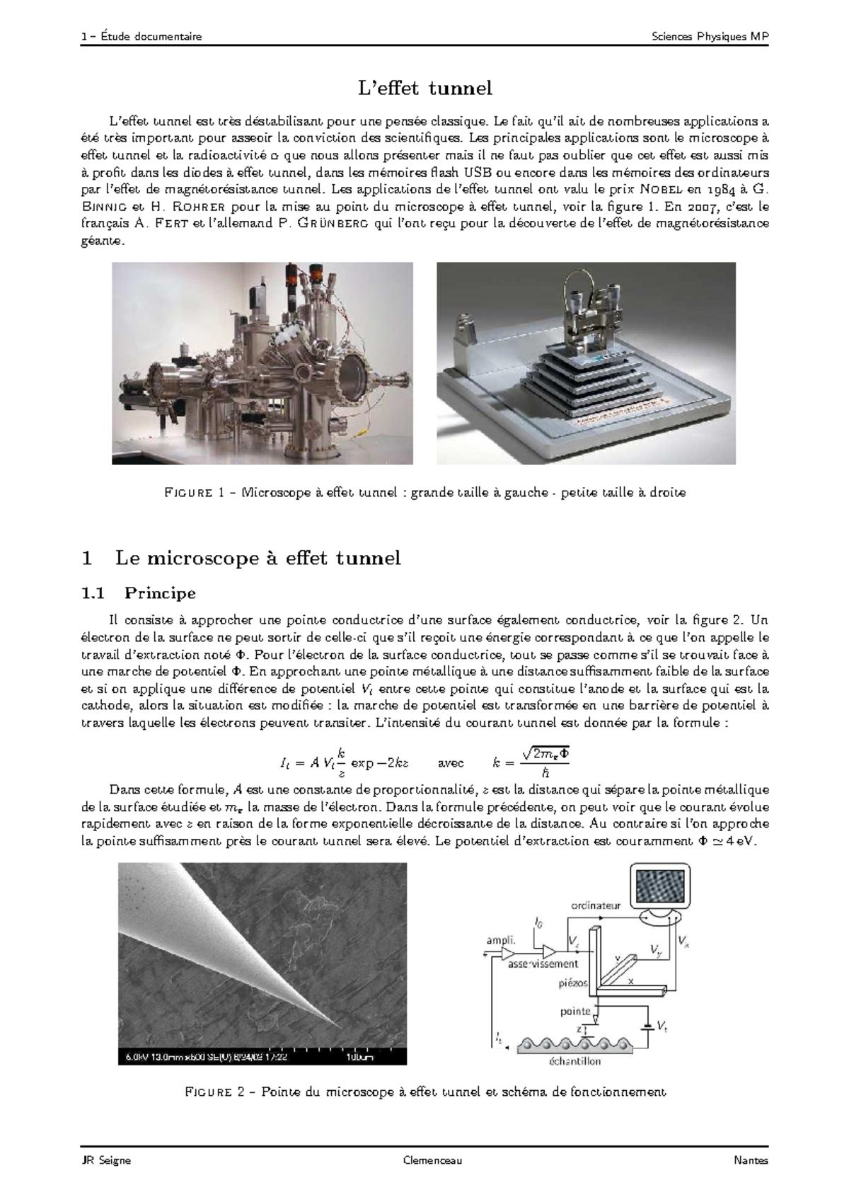 ETunnel - 1 – ́Etude documentaire Sciences Physiques MP L’effet tunnel ...