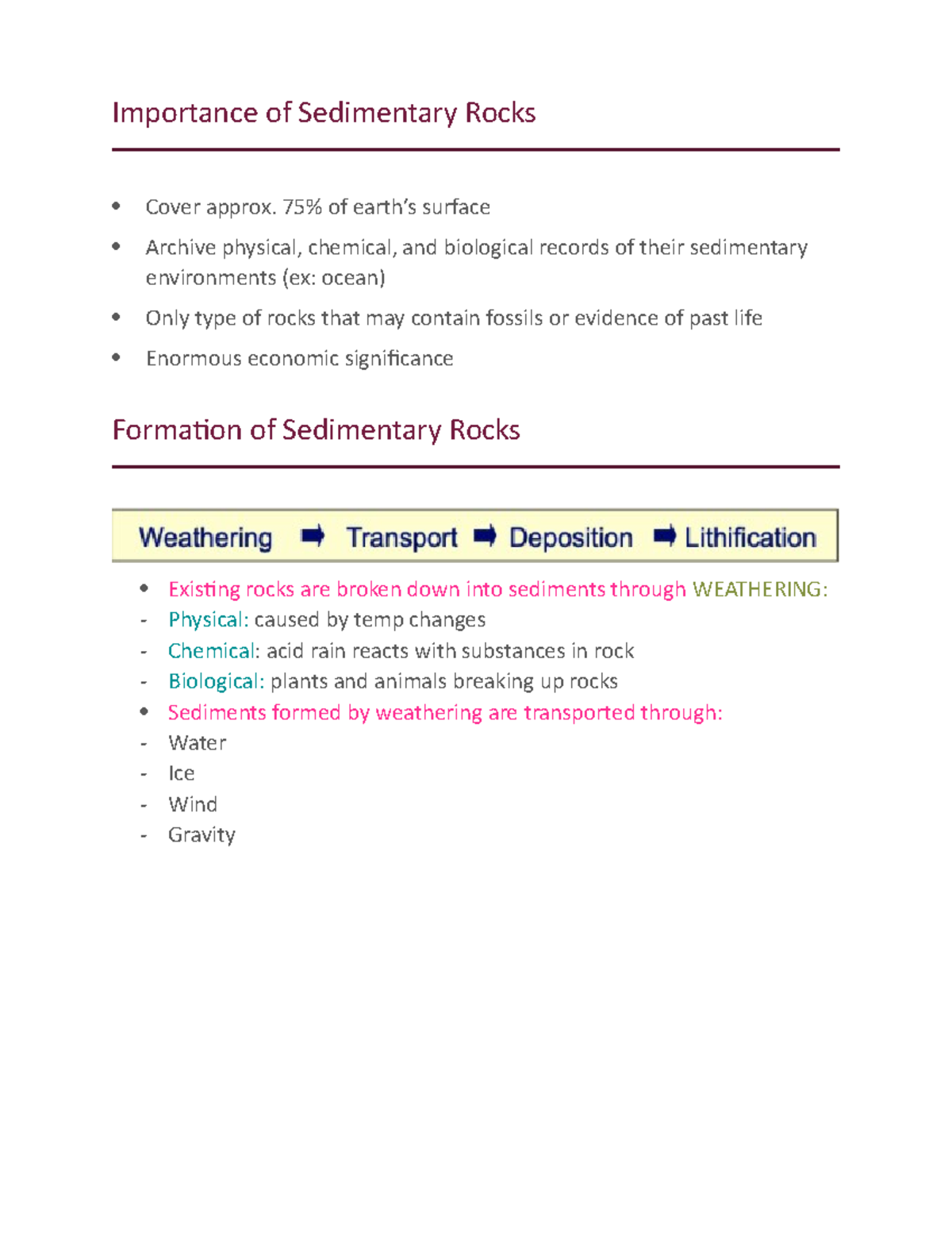 Sedimentary Rocks - NOTE - Importance of Sedimentary Rocks Cover approx ...