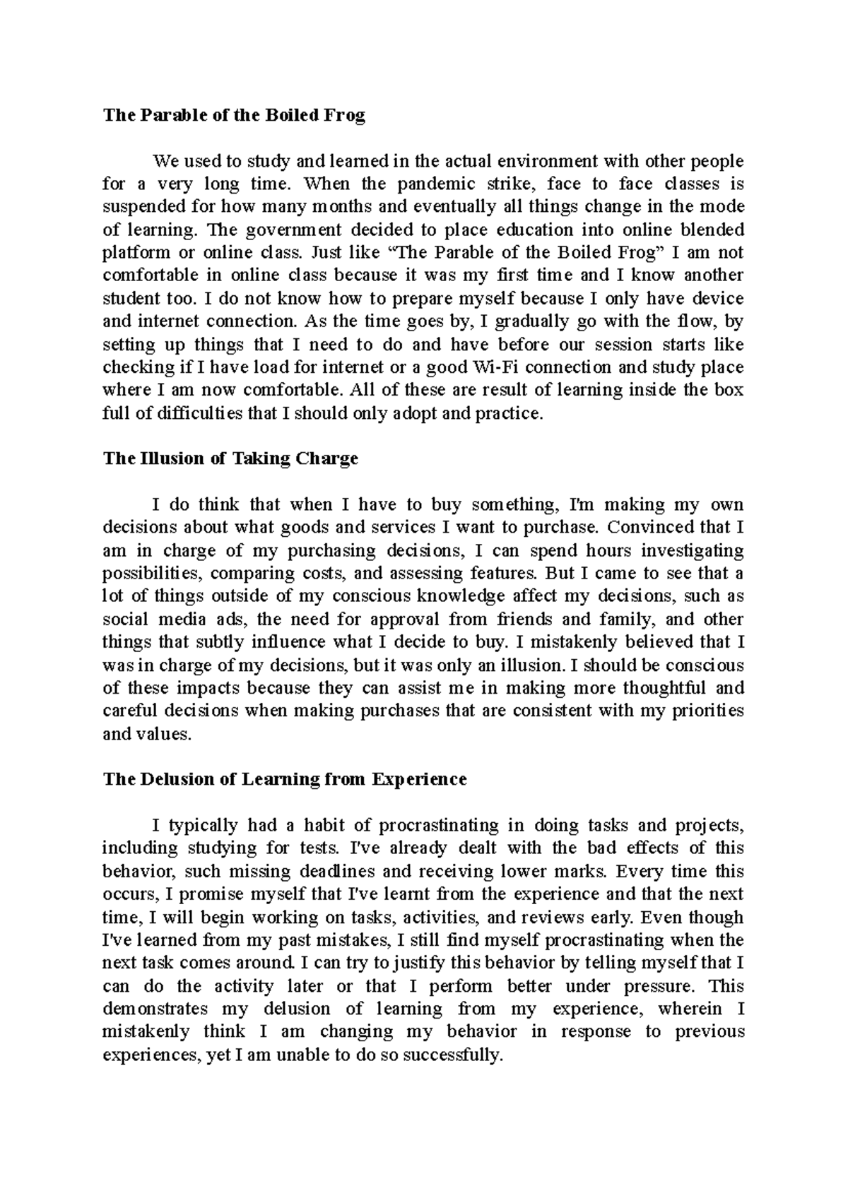 Disabilities - The Parable of the Boiled Frog We used to study and ...