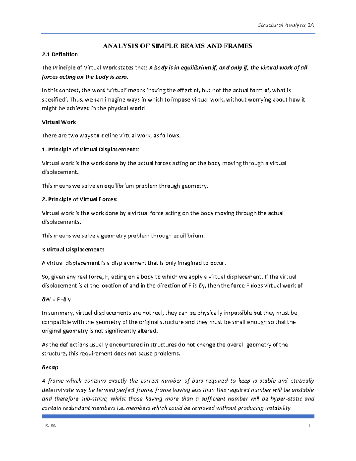 Analysis OF Simple Beams AND Frames - ANALYSIS OF SIMPLE BEAMS AND ...