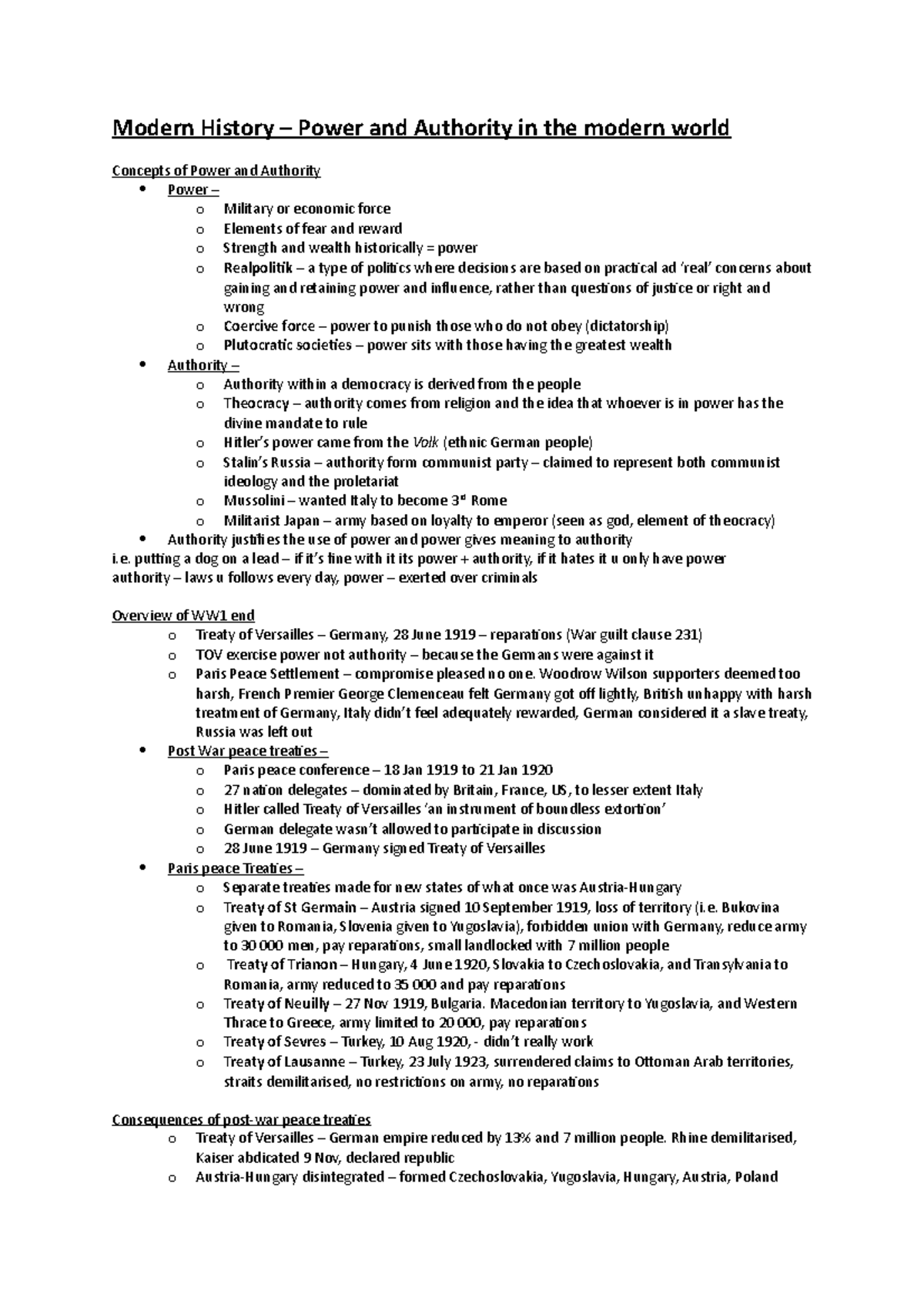 Power and Auth Notes - Modern History – Power and Authority in the ...