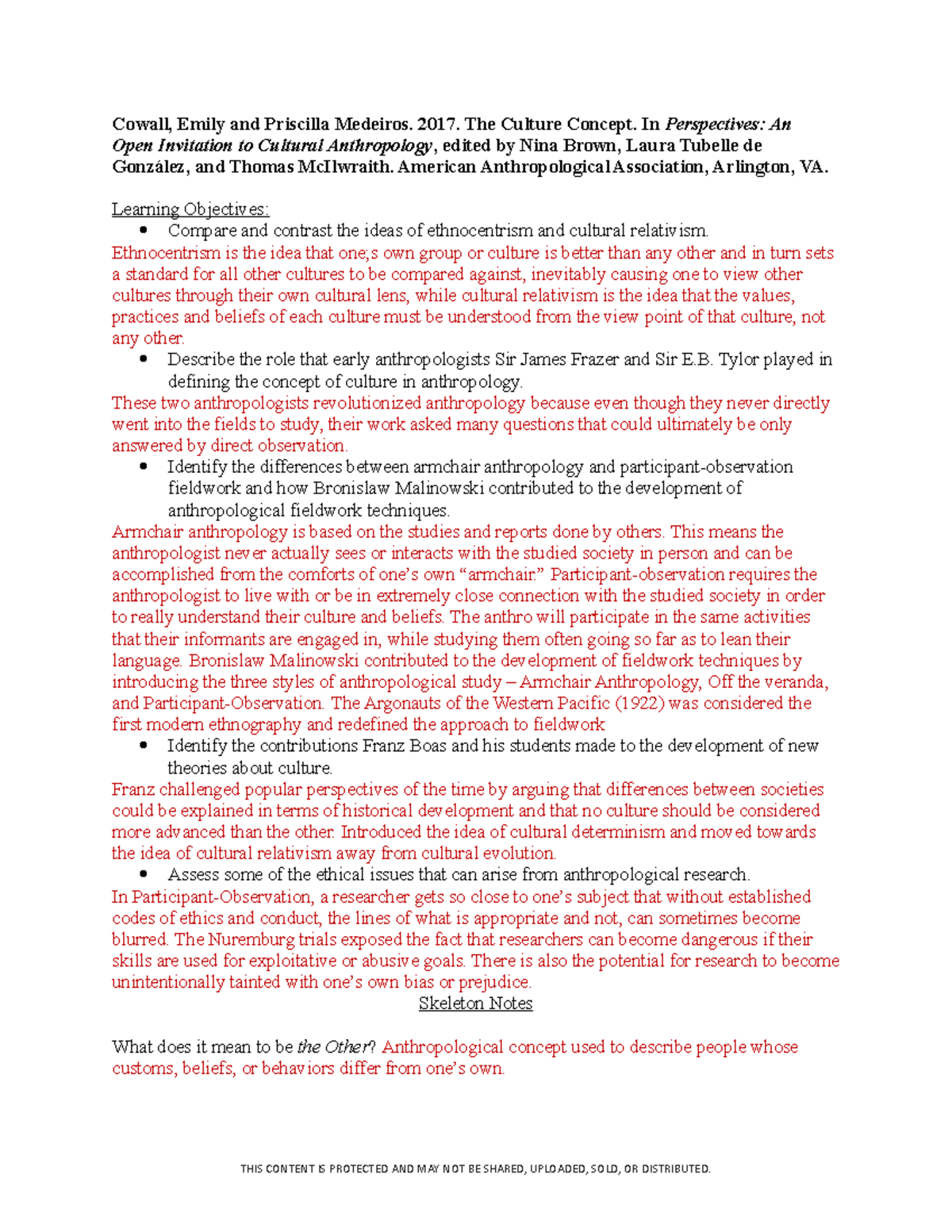 Culture Concept Module 1 Notes Outline mod 1 - Cowall, Emily and ...