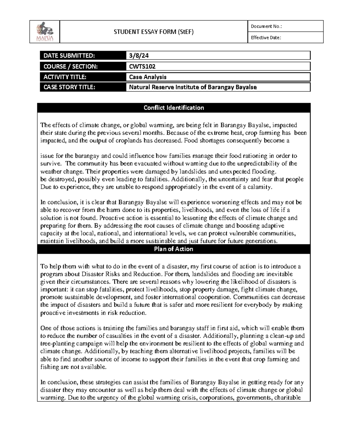 Cos AB-CWTS102-A4-E3 - CWTS Essay - STUDENT ESSAY FORM (StEF) Document ...