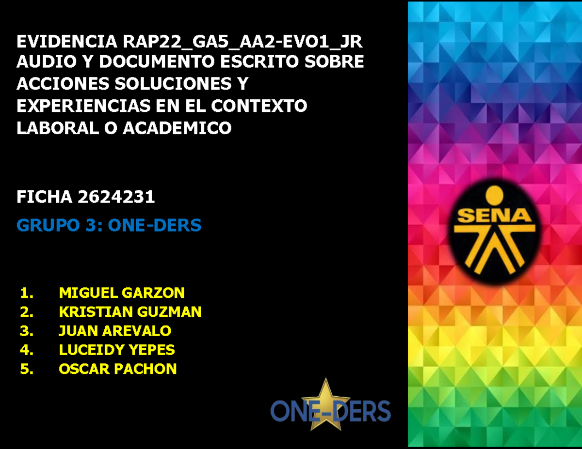 ONEn DERSnn RAP 22n GA5n AA2n EVO1n JRn Audion Yn Documenton Escriton ...