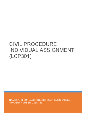 CIV302 - UWC - Law of Civil Procedure - Studocu