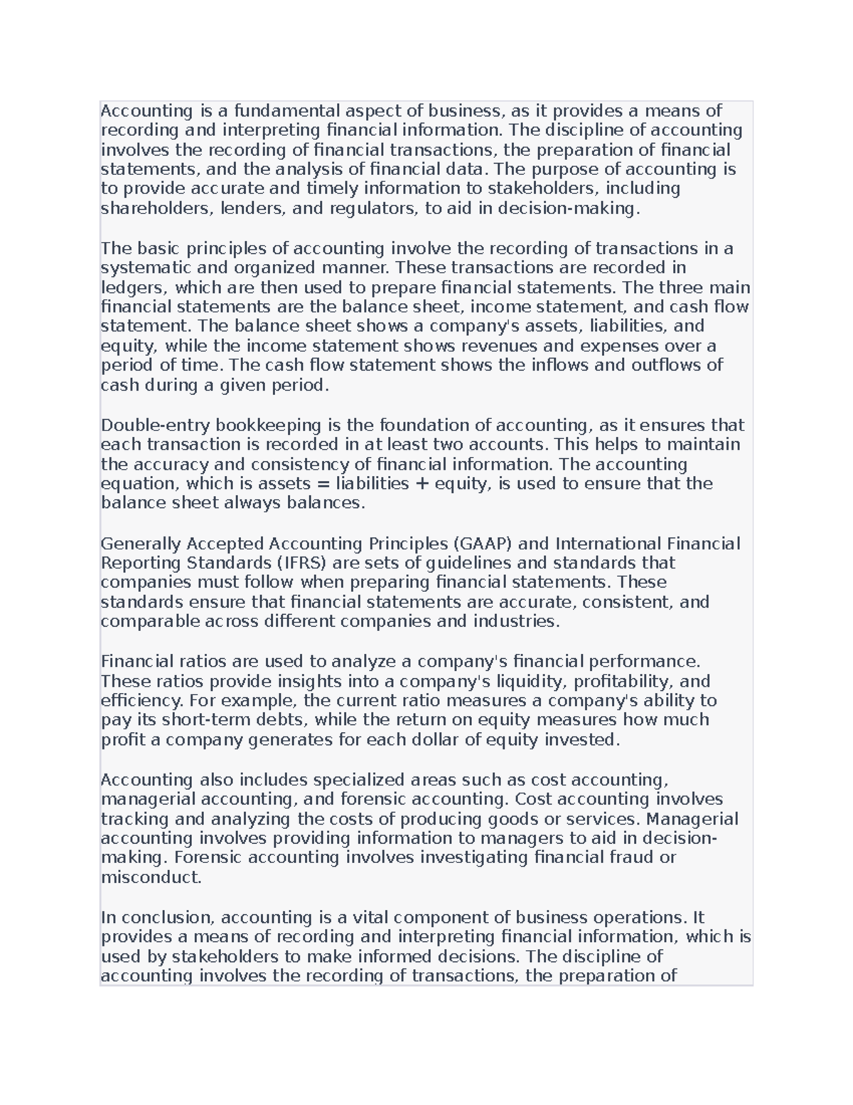 Acct notes 4 - Accounting is a fundamental aspect of business, as it ...