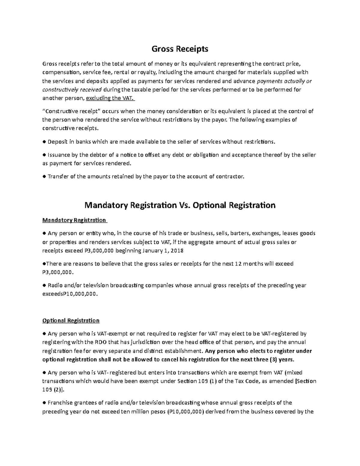 Gross Receipts to power of commissioner - Gross Receipts Gross receipts ...