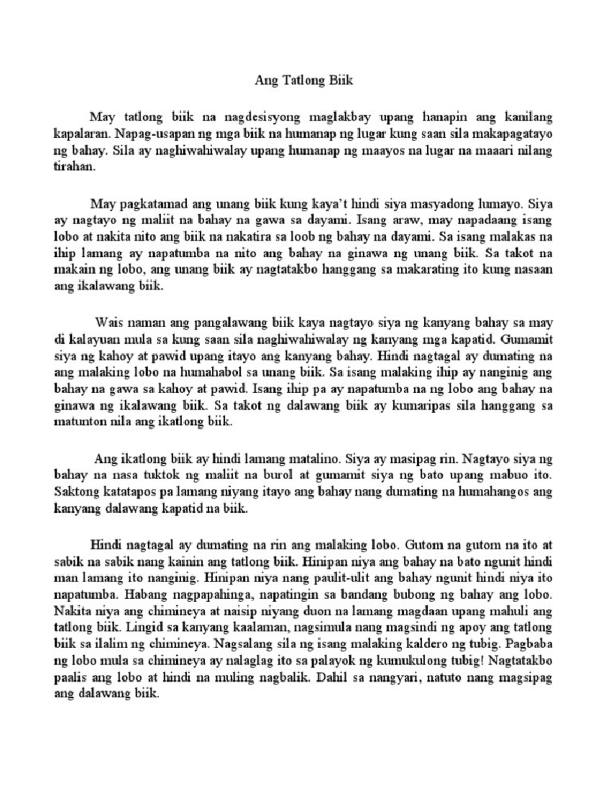 Ang tatlong biik - Summary The Three Pigs - Ang Tatlong Biik May ...