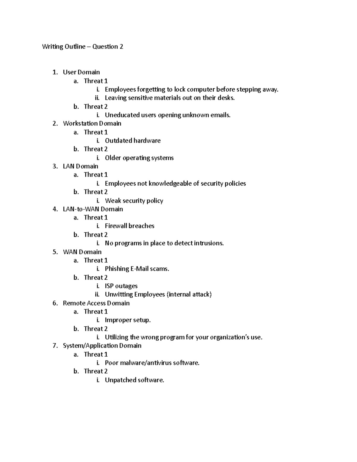 Outline - Task 1 - Question 2 - Dustin - Writing Outline – Question 2 ...