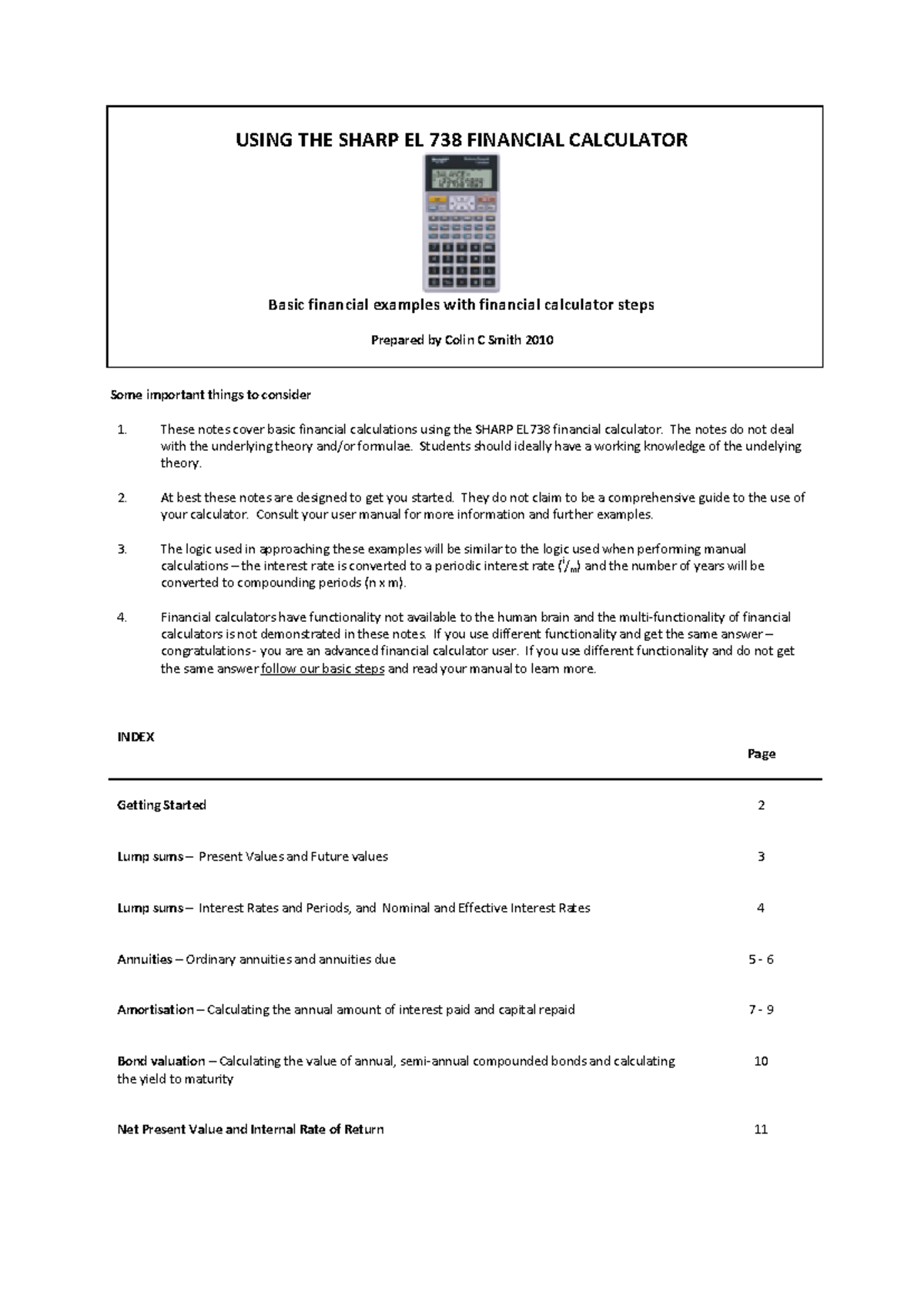 Sharp-EL738 - How to use financial calculator - USING THE SHARP EL 738 ...