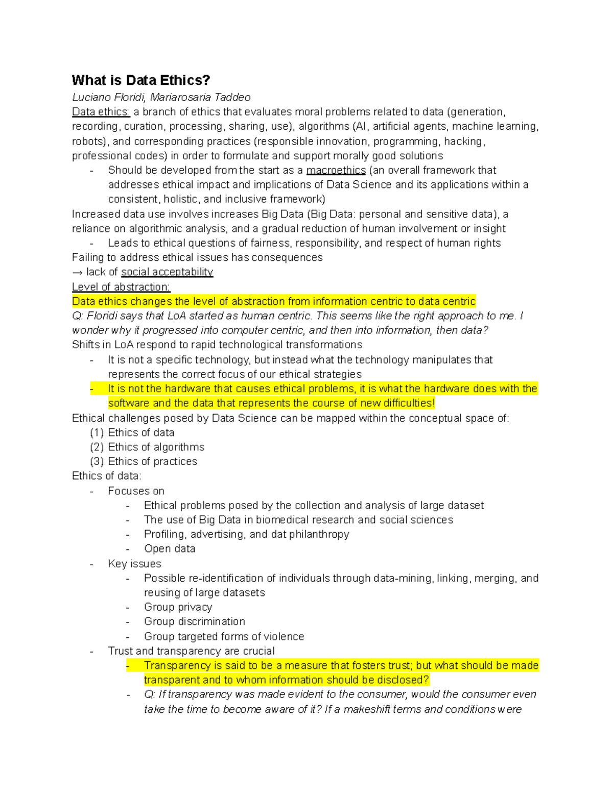 Week 1 Readings - Data Ethics Week 1 Reading Summaries - What is Data ...