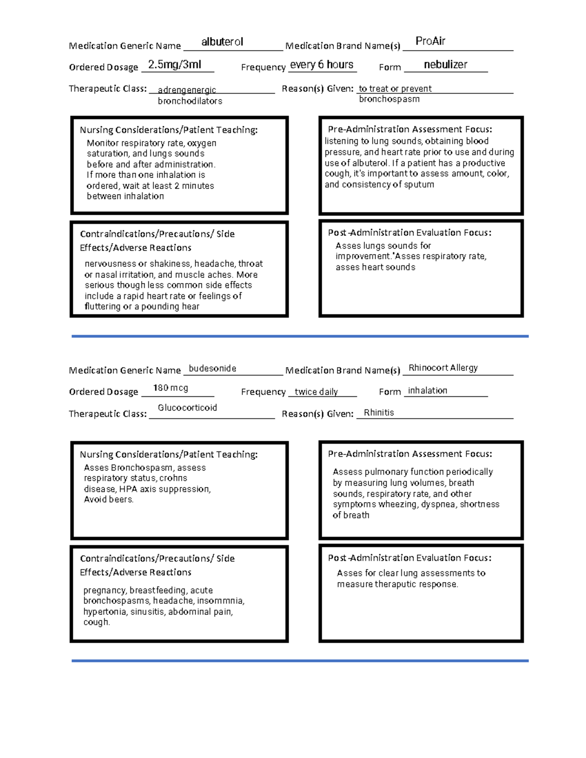Med Card Template Standard Final - Medication Generic Name ...